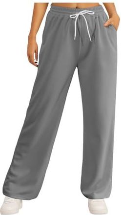 Generic Pantalon Droit Femme Taille Elastique- Pantalon Sport Femme avec Cordon De Serrage Poches Ample Sweatpants DéContracté Quotidien Classique Basique Pan