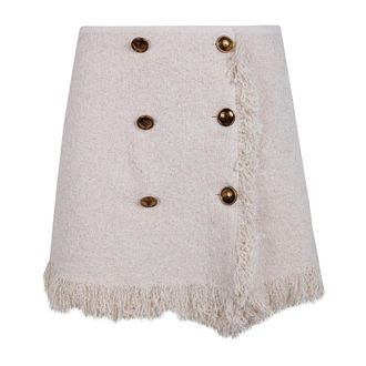 Elisabetta Franchi Minirock mit doppelreihigem Verschluss und Fransen - - Skirts - Damen - Wei&szlig; - M