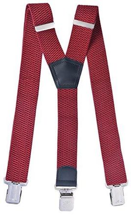 Miobo Bretelles en X ou en Y de 4 cm de large avec 3 ou 4 pinces Convient pour homme et femme Coloris au choix - Rouge - Taille Unique