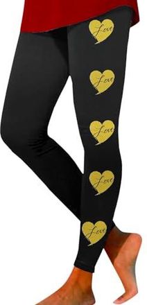 Generic Legging de yoga pour femme 4 saisons imprim&eacute; pour la Saint-Valentin 2026, jaune, XXL