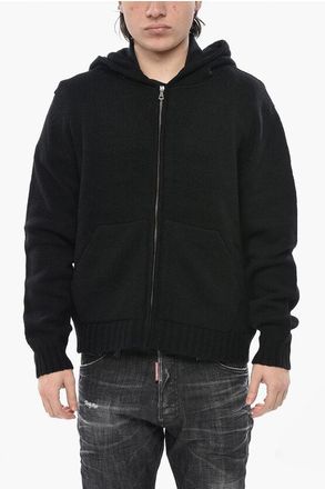 Palm Angels Wool-Blend Knit Hoodie with Zip Closure size Xxl