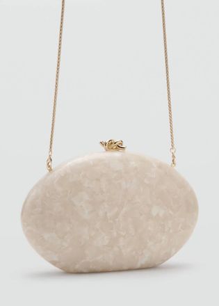 Mango Pochette &agrave; effet perl&eacute; ivoire - Femme - Taille unique - MANGO