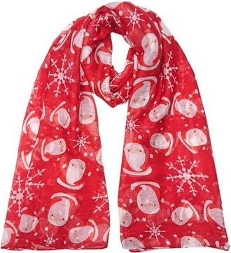 GFM Femme &Eacute;charpe Foulard imprim&eacute;e de No&euml;l (CHRISCF-2) (Snt-03-Vll-Rouge)