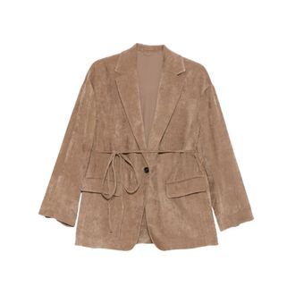 Brunello Cucinelli Cord-Sakko mit G&uuml;rtel - - Jackets - Damen - Beige - M
