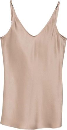 Brunello Cucinelli Femme, Tops, Brun, Taille: 36 FR D&eacute;bardeur &agrave; fines bretelles