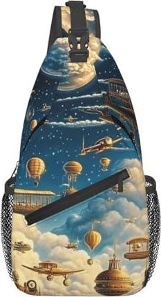 Generic Sac &agrave; bandouli&egrave;re vintage Steampunk Skyship Sac &agrave; dos de voyage Sac &agrave; dos &agrave; bandouli&egrave;re pour homme Sac &agrave; dos de randonn&eacute;e