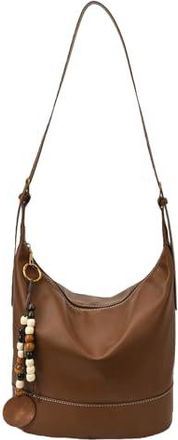 Generic Sac &agrave; bandouli&egrave;re en cuir PU pour femmes et filles, sac seau avec fermeture &eacute;clair, capacit&eacute;, id&eacute;al shopping, travail, activit&eacute;s quotidiennes