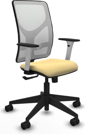 Piqueras y Crespo B&uuml;rostuhl, R&uuml;ckenlehne aus Netzstoff, mit wei&szlig;en und schwarzen Armlehnen, h&ouml;henverstellbare Lendenwirbelst&uuml;tze, ausgestattet mit 3 Positionen, Wei&szlig;/Cr