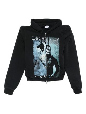 VETEMENTS hoodie zipp&eacute; &agrave; imprim&eacute; graphique - Noir