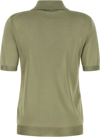 Fendi Shiny Viscose Polo - Sage Green