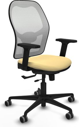 Piqueras y Crespo Schreibtischstuhl mit 2D-Armen, h&ouml;henverstellbare Lendenwirbelst&uuml;tze, ausgestattet mit Syncro/Traslack und injiziertem Schaumstoff, Wei&szlig;/Cremefarben