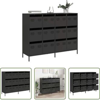 vidaXL vidaXL Metallkommode - Sideboard Schwarz 135x39x103,5 cm Kaltgewalzter Stahl