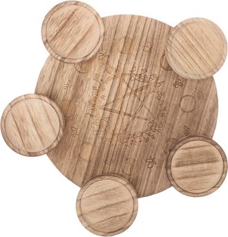 Cabilock Rustikaler Kerzenhalter Aus Holz Mit Pentagramm-Muster Praktischer Tischständer Für Kerzen Und Kristallsteine Für Wohnzimmer Und Hochzeitsdeko