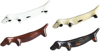 Artibetter 4 St&uuml;ck Niedliche Keramik Chopstick Rest mit Cartoon Dackel Design Vielseitiger Essst&auml;bchenhalter und Besteckablage in Schwarz Wei&szlig; Kaffee f&uuml;r Stilvol