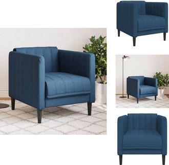 vidaXL Sessel Blau Stoff - Esszimmerstuhl - Wohnzimmersofa - Gem&uuml;tlicher Sessel - Blau - Polsterm&ouml;bel
