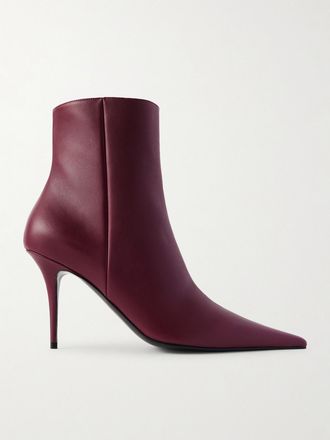 Amina Muaddi Bottines En Cuir Barbara - Bordeaux