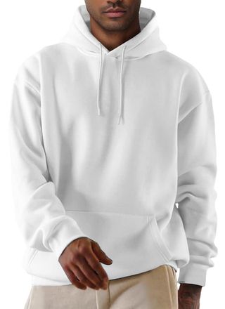 EUDOLAH Damen Herren Langarm Fleece Kapuzenpullover Hip Hop Hoodie Sweatshirt Paare Unisex Kapuzenjacke mit Tasche Z-Weiß XL