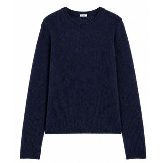 Aspesi Pull en maille &eacute;paisse bross&eacute;e &agrave; col rond - Femme - Pulls - Bleu - Taille: 40 FR
