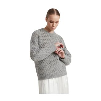 PESERICO Alpaka- und Merino-Woll-Mesh-Pullover - - Knitwear - Damen - Grau - M