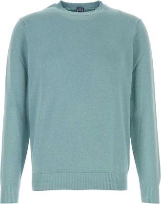 Fedeli Homme, Pulls, Bleu, Taille: M Pull en coton &agrave; col rond