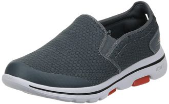 Skechers Herren Gowalk 5 Apprize-Double Gore Slip On Performance Wanderschuh Sneaker, Grey Charcoal Textile Synthetic White Trim Charcoal, 43 EU X-Weit