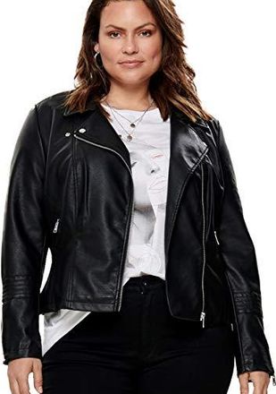 Only Carmakoma NOS Caremmy Faux Leather Biker Noos, Blouson Femme, Noir (Black Black), 54 (Taille Fabricant: 52)