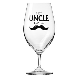 Krosno Bierglas 400 ml, 1 St&uuml;ck mit Aufschrift - Geschenk f&uuml;r den Onkel - personalisiertes Glas f&uuml;r ihn - bleifreies Kristall, dekorativ