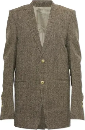 Rick Owens Femme, Vestes, Brun, Taille: 42 FR Blazer en laine &agrave; fente unique