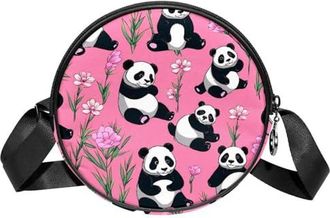 Generic Sac &agrave; bandouli&egrave;re rond pour femme, petit panda mignon, sac &agrave; bandouli&egrave;re avec fermeture &eacute;clair, bretelles r&eacute;glables, sac &agrave; main rond d&eacute;contract&eacute; pour 