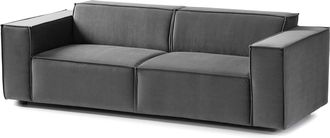 Studio Copenhagen home24 2,5-Sitzer Sofa Grau/Grau Samt Shyla 223 x 70 x 96cm Keine Funktion Glamour