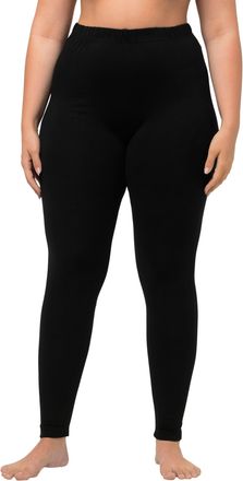 Ulla Popken Damen Leggings, Baumwolle, Rundum-gummibund Hosen, Schwarz, 54-56 EU