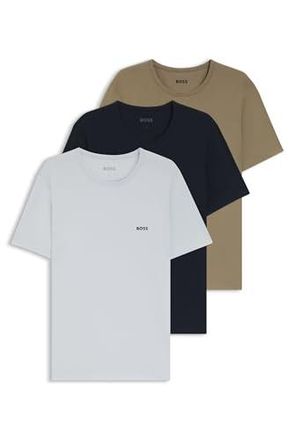 BOSS Lot de 3 t-shirts &agrave; manches courtes en coton pour homme, Bleu/Marron 972, L
