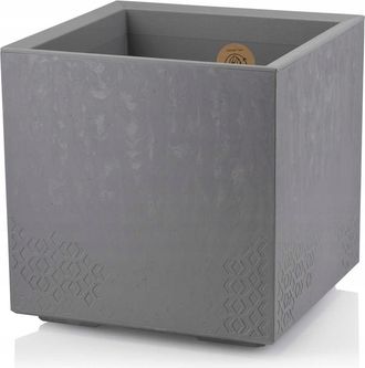 HowHomely Blumentopf Grau 40 x 39 x 39 cm Pflanzk&uuml;bel Gro&szlig; Au&szlig;en - Pflanzkasten auf Rollen mit Abflussstopfen - Pflanzk&uuml;bel Betonoptik f&uuml;r Garten und Terrasse