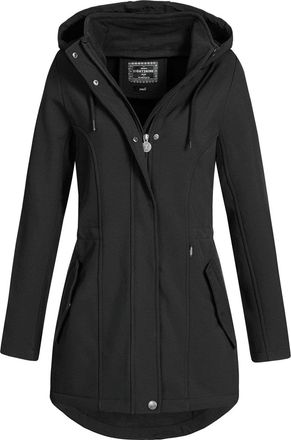 Eight2Nine Damen Softshelljacke LETN-041 Kurzmantel mit Kapuze black (003) XL
