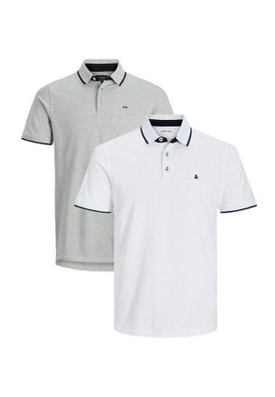 Jack & Jones Poloshirt 2er Pack Paulos - Slim Fit (Spar-Set, 2-tlg) Poloshirt - Baumwolle - Atmungsaktiv - Mit kleinem Markenlogo