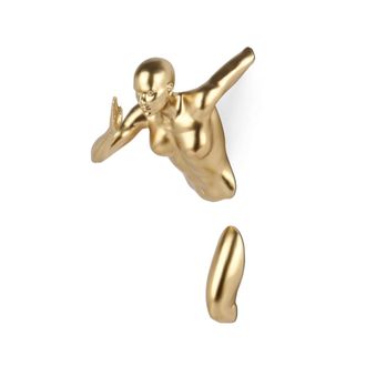 ADM L&auml;uferin - Moderne figurative Skulptur aus Metalleffekt Harz, zum Aufh&auml;ngen an der Wand - Gold - H28,5 cm