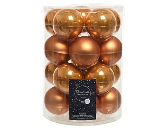 Decoris Weihnachtskugeln Glas 6cm x 20 St&uuml;ck Christbaumkugeln Bernstein