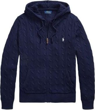 Polo Ralph Lauren Hoodie zipp&eacute; en maille torsad&eacute;e de coton