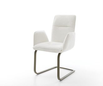 DELIFE Freischwinger Vinja-Flex Boucl&eacute; Soft Beige Freischwinger flach Effektfinish Titan, Esszimmerst&uuml;hle