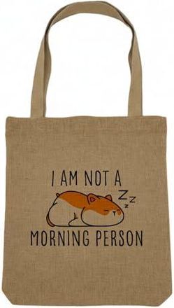 Fabulous Sac Shopping Tote Bag Aspect Lin - I Am not a morning Person Hamster Pets - Sac de Courses Toile Epaisse 360g Beige Naturel Cabas Port&eacute; Epaule Solide 