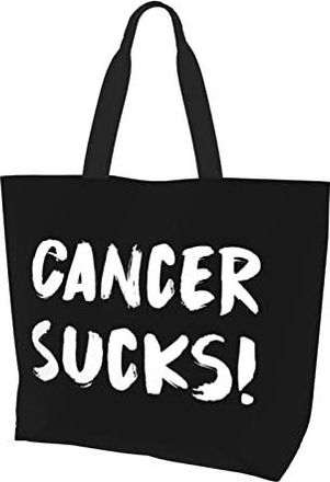AOOEDM Cancer Sucks Ladies Canvas Tote Sac &agrave; provisions r&eacute;utilisable