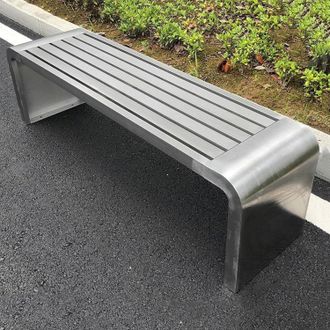 Generic Parkbank Edelstahl Ohne Rückenlehne, 2-3 Sitzer Outdoor Kleiner Gartenmöbel Für Balkon, Park, Rasen, Hinterhof, Bis 400 kg Belastbar