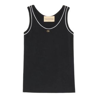 Valentino Garavani Cotton Jersey Top - - Tops - Damen - Schwarzk - S