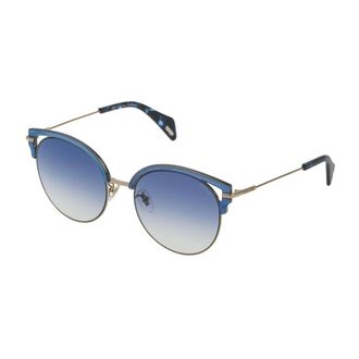 Police Femme, Accessoires, Bleu, Taille: ONE Size Cadran Bleu Lunettes de Soleil Monture M&eacute;tallique Femme