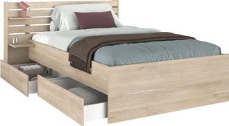 Vente-Unique Bett mit Stauraum - 120 x 190 cm - 4 Schubladen - Natur - TENALIA