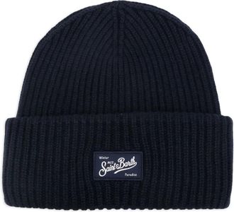 MC2 Saint Barth bonnet côtelé à logo appliqué - Bleu