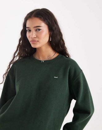 Levi's Sweat à manches chauve-souris avec petit logo - Vert foncé