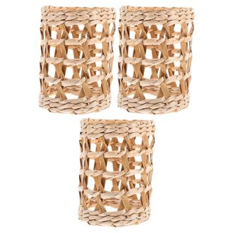 BESPORTBLE 3 St&uuml;ck Handgewebte Stroh Becherschutzh&uuml;llen Leichte Glasflaschen und Lotionflaschenh&uuml;llen Dekorative Strohhalmh&uuml;llen f&uuml;r Zuhause und Reisen