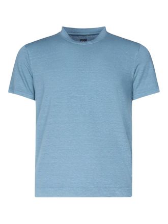 Fedeli t-shirt en lin mélangé à manches courtes - Bleu