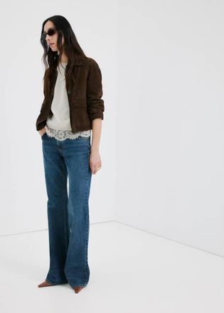 Mango Pull en maille bordures en dentelle gris clair/pastel - Femme - XXS - MANGO